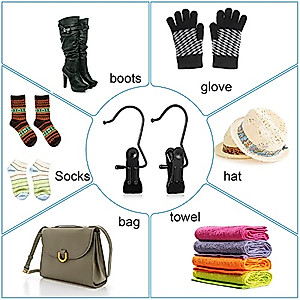 Boot Hanger for Closet, Laundry Hooks with Clips, Boot Holder, Hanging Clips, Portable Multifunctional Hangers Single Clip Space Saving for Jeans, Hats, Tall Boots, Towels (Black, 48 Pieces)