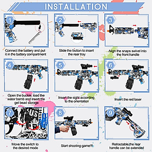Electric Gel Ball Blaster Gun with Drum and Scope,Manual & Automatic Dual Mode, 40000 Water Beads, for Outdoor Activities - Shooting Team Game, Ages 12+ , Blue Devil