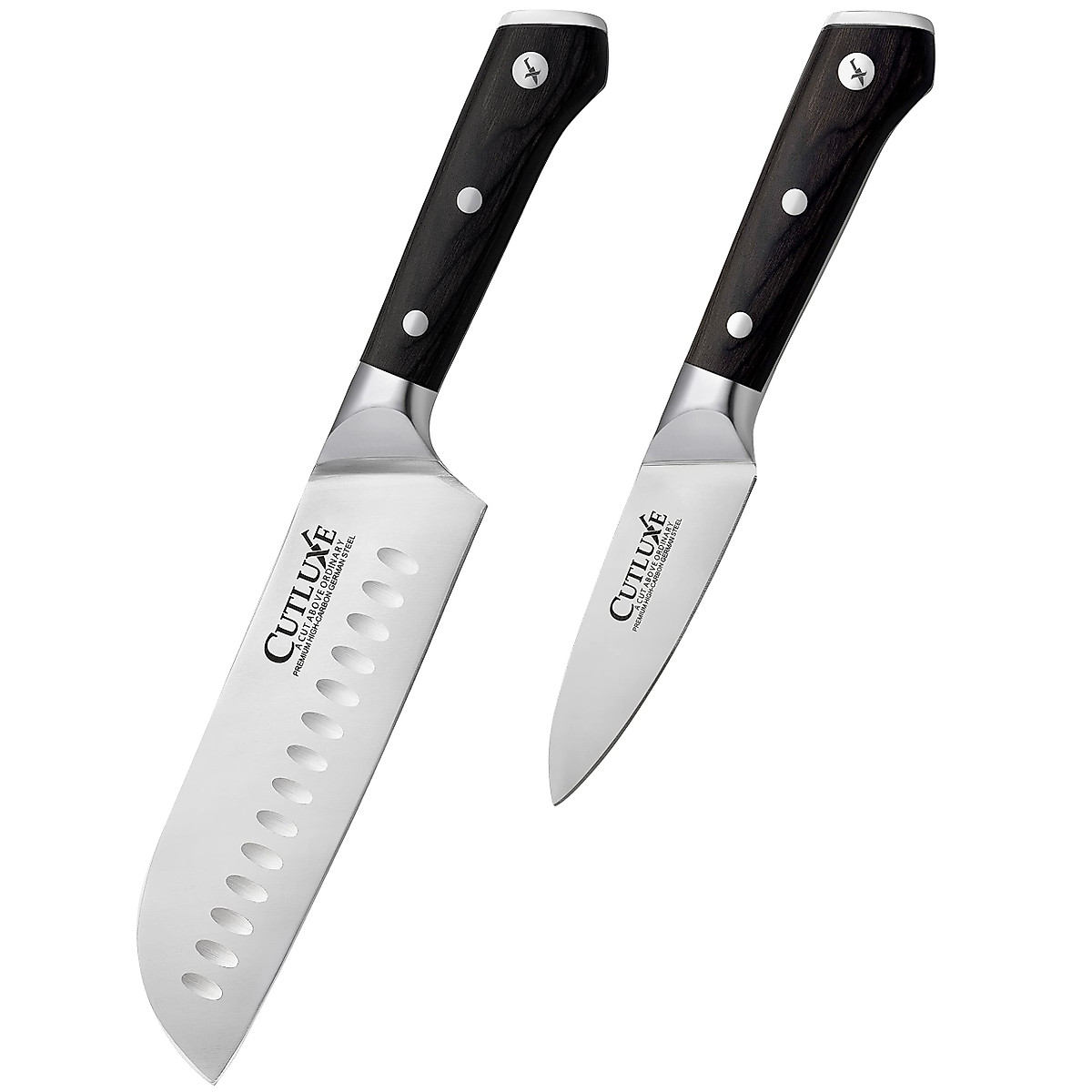 Cutluxe Santoku Knife & Paring Knife – Forged High Carbon German Steel – Full Tang & Razor Sharp – Ergonomic Handle Design – Artisan Series