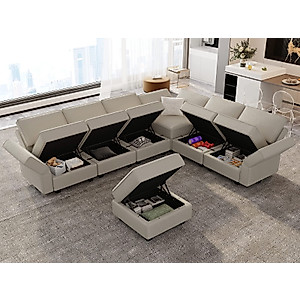 Belffin Modular Sectional Sofa Couch with Ottoman L Shape Corner Couch Sofa with Storage Modular Sofa with Chaise Velvet Grey…