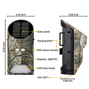 LILBEES Solar Powered Hog Feeder Light with Motion Sensor for Hog,Deer Feeder,Predator Coyote Pig Varmint,Campact Camouflage Design for Out Door Hunting with Green Lights(G300)(Pack of 2)