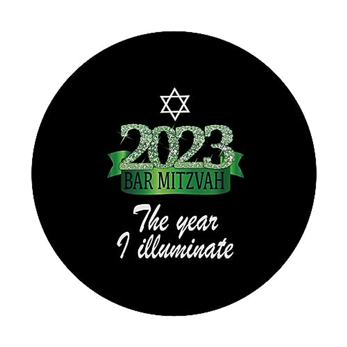 2023 Bar Mitzvah Quote Festive Black Green Decor PopSockets Standard PopGrip