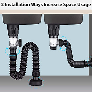 Bathroom Sink Drain Kit P Trap Bathroom Sink - Anti-Odor Flexible Expandable Sink Drain Pipe Snappy Trap with Built in Anti-clogging Stopper for 1-1/4'' & 1-1/2'' Drain Hole or RV Sink Drain