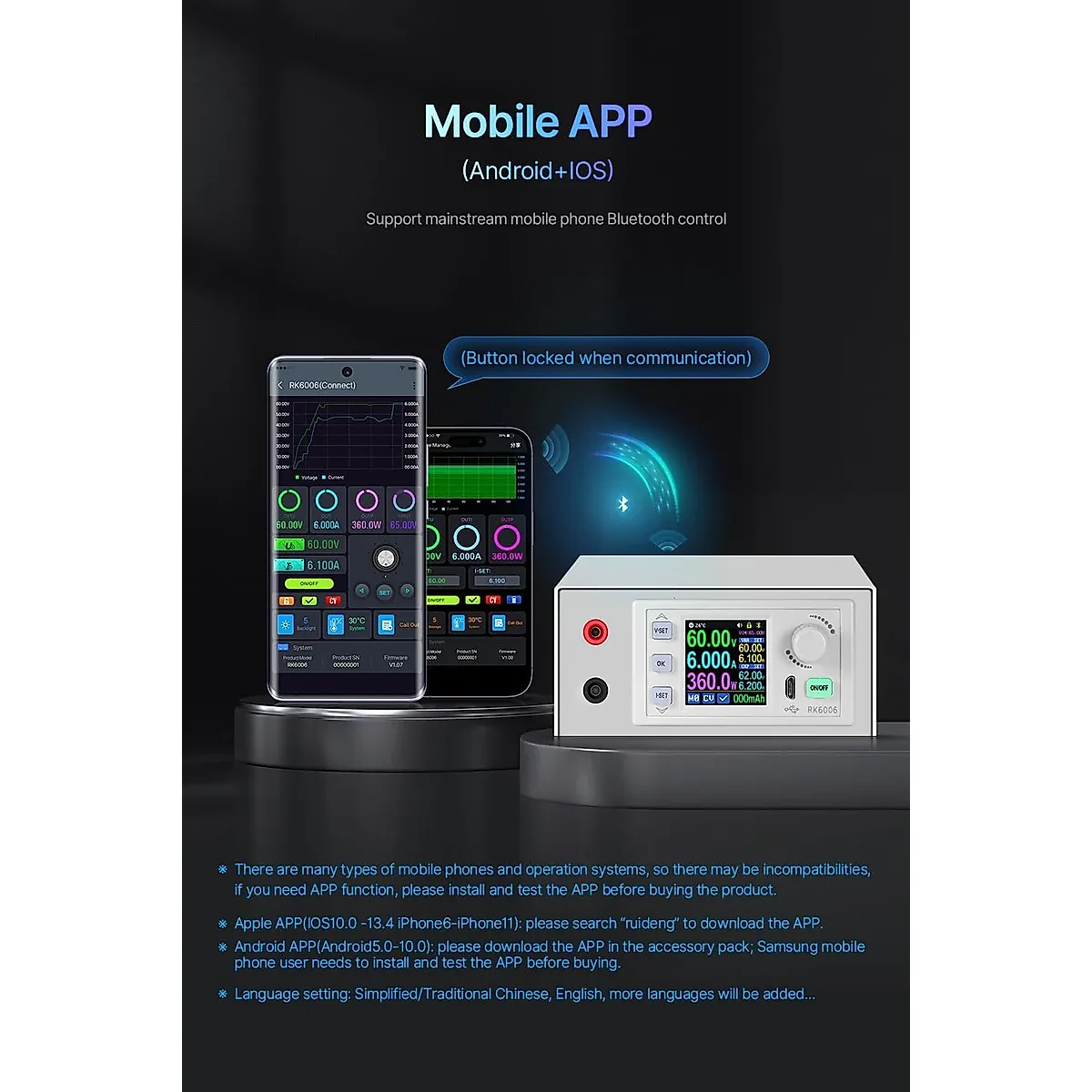 Digital Control RK6006-C 60V 6A 4 Digit Adjustable AC to DC Lab Bench Power Supply Regulator 360W