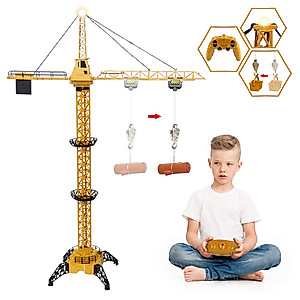 Mini Tudou RC Crane Toy,50.4 inch Tall 2.4GHz Remote Control Robotic Excavator,Educational Construction Vehicles Toy for Ages 6,7,8,9 Boys or Girls