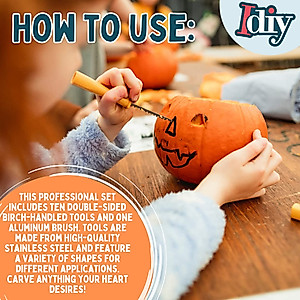 Pumpkin Carving Kit (21 Tool Set) w 11 Double Sided Pieces - Halloween Professional Sculpting, Cutting and Carving Knife Supplies for Fall Jack-O-Lanterns, Pumpkins, Decorations for Kids and Adults