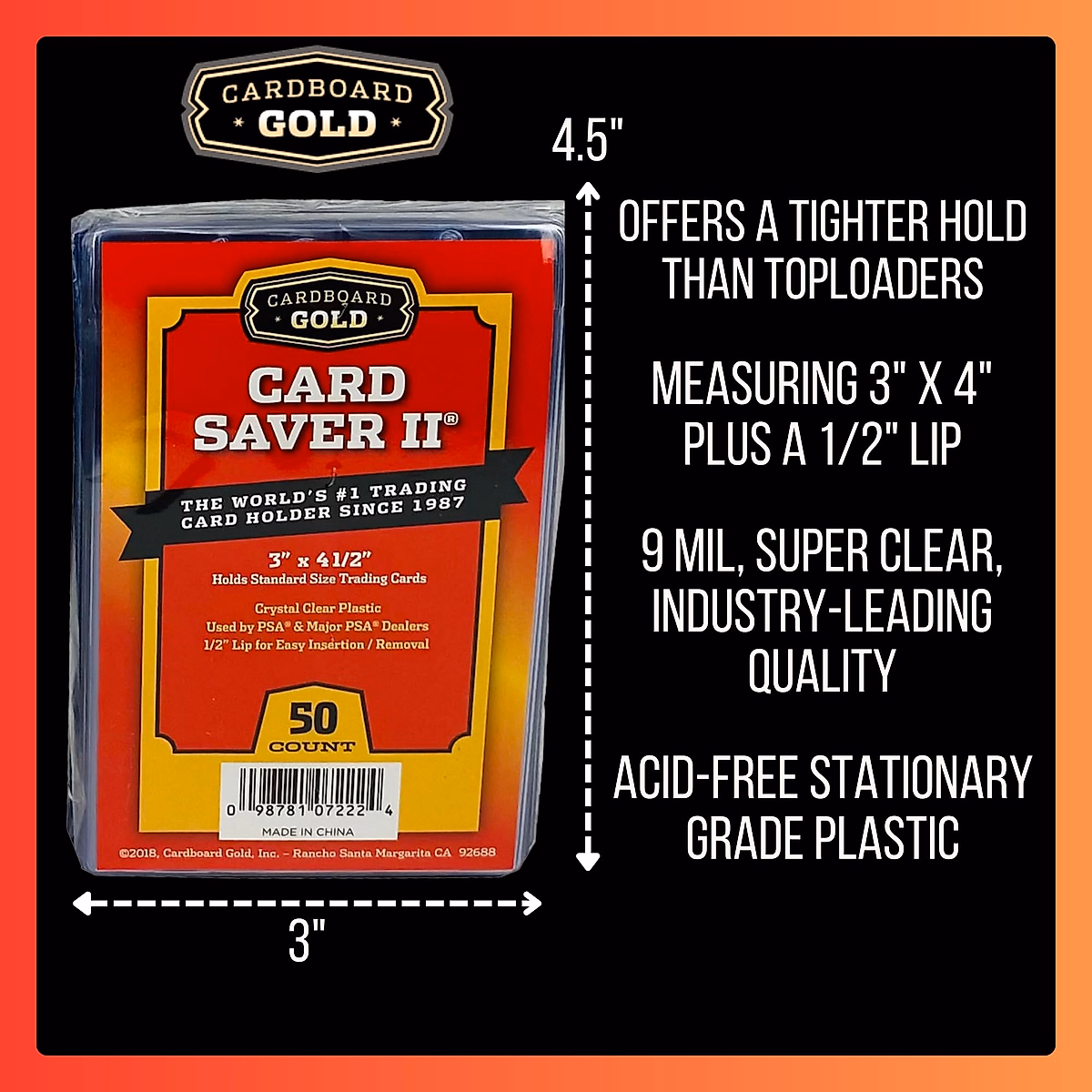 Card Saver 200 Cardboard Gold 2 Semi-rigid Card Holders