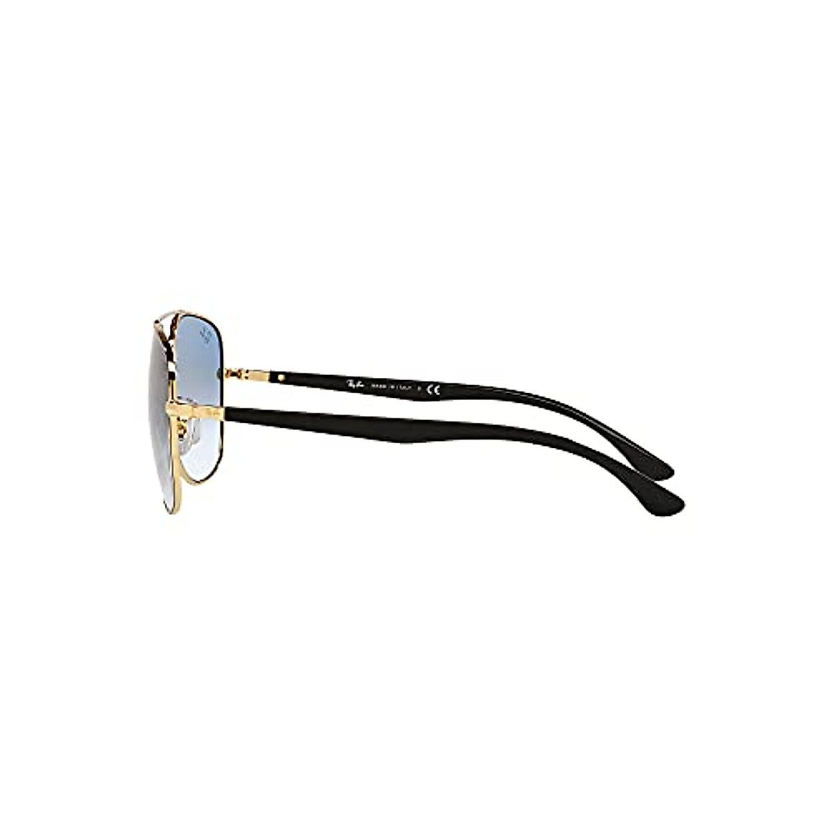 Ray-Ban RB3683 Square Sunglasses, Black On Gold/Clear Gradient Blue, 56 mm