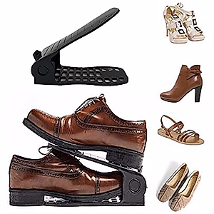 KINOFU 12X Adjustable Shoe Slots Stacker Organizer Racks Space Saver Shoes Holder Rack (Color : White, Size : 25 * 18 * 10Cm) (White 25 * 18 * 10Cm) Household