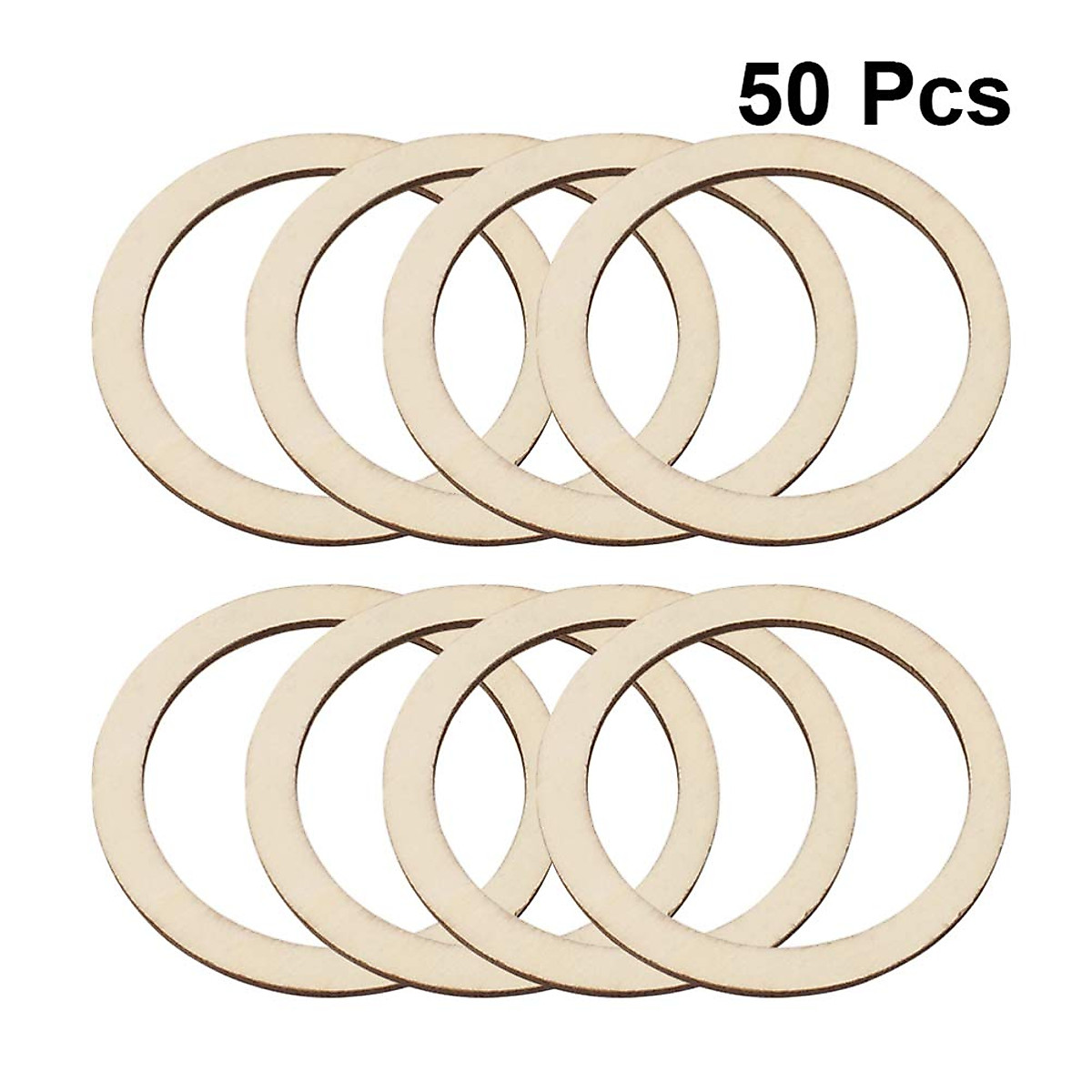 Ciieeo 50pcs Wreath Frames Unfinished Wood Pieces Rings Shape Round Wood Linking Rings Wooden Pieces for Floral Craft DIY Craft Making