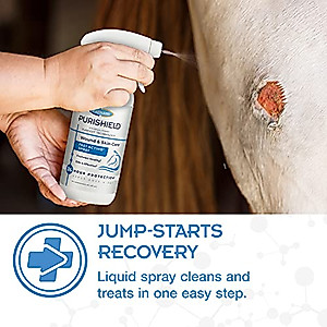 Farnam Purishield Wound & Skin Care Fast Acting Spray, Cleans and Treats Wounds on Horses, Dogs, Cats & Livestock 16 Ounces