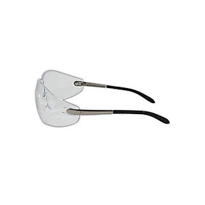 MCR Safety S2110 Blackjack Safety Glasses with Chrome Temple and Polycarbonate Scratch-Resistant Lens, Standard, Clear
