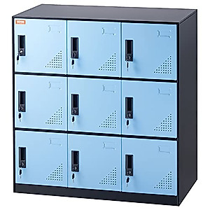 VEVOR 9 Doors Storage Cabinet, Black-Blue