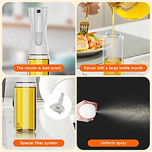MISSOLO Oil Sprayer - 200ml Glass Olive Oil Sprayer - Continuous Spray with Portion Control - Oil Dispenser Bottle for Kitchen - Oil Mister for Cooking, Baking, Salad