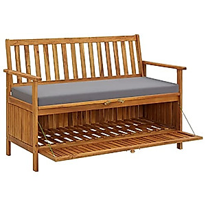 DGZLIIO Modern Rustic Patio Furniture, Outdoor Benches, Patio Storage Bench 47.2" Solid Acacia Wood Suitable for Patio Furniture, Front Porch Decoration and Outdoor Seating.