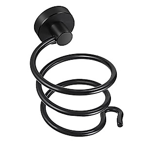 YUET Hair Dryer Holder Hairdryer Station Wall Mounted Stand Hanger Rack Blow Spiral Aluminum Construction Black Painted Shelf Storage for Bathroom Shower Room