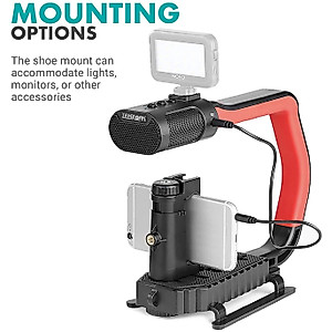 Sevenoak MicRig Universal Video Grip Handle with Integrated Stereo Microphone, Windscreen, and Shoe Extender Bracket for DSLR Cameras, iPhone, Android Smartphones and GoPro (Red)