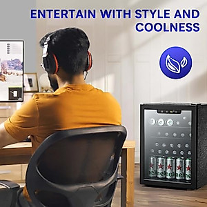 FREE VILLAGE Wine Fridge - Wine Beverage Refrigerator & Cooler with 2.6 cu.ft., 95 Cans, 40°F-61°F Adjustable Temp, Touch Controls, LED Lighting, Perfect for Student Dormitories, Home, Office, Bar