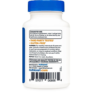 Nutricost Vitamin K2 (MK7) (100mcg) + Vitamin D3 (5000 IU) 120 Softgels - Gluten Free and Non-GMO