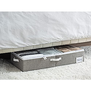 StorageWorks 45L Extra Large Fabric Storage Bins with Fabric Handles 2 pack, Underbed Storage Box, Underbed Clothes Storage Bin for Clothes, Blankets and Shoes 2 pack