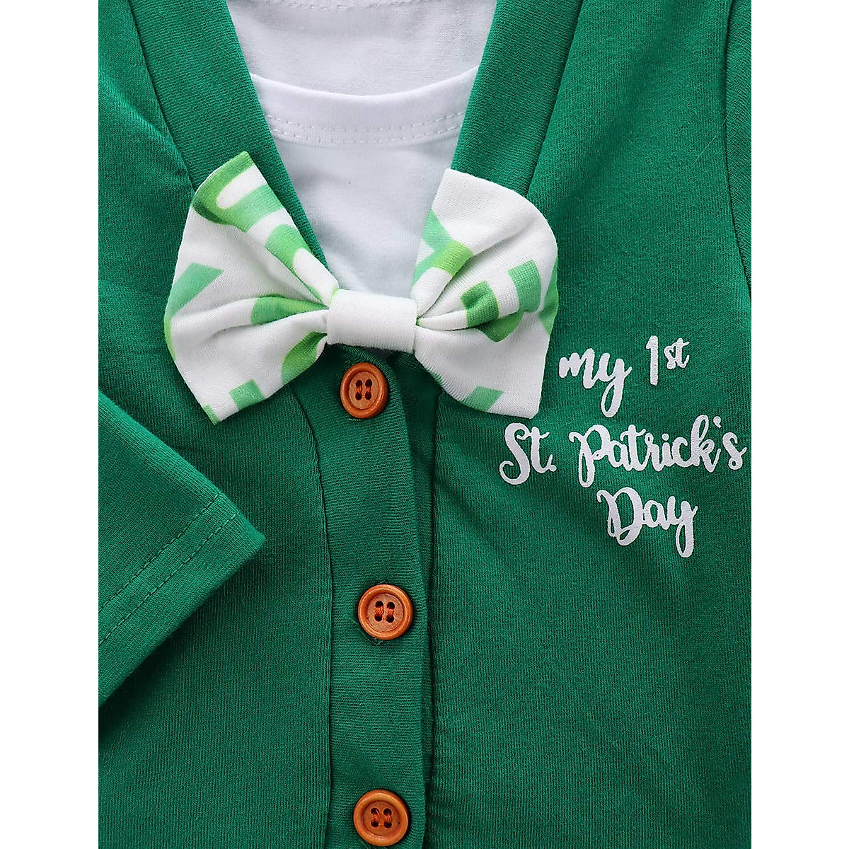 KANGKANG St Patricks Day Baby Boy Outfit 3-6 Months My First St Patricks Day Baby Boy Outfit Bodysuit Green Romper Lucky Pants