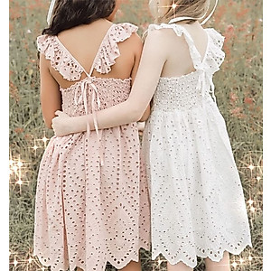 Toddler Baby Girl Dress Boho Linen Lace Baby Dress Sundress Girls Summer Clothes Outifits (Pink, 3-4 T)