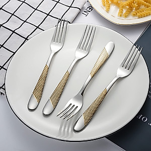 Dinner Forks Set of 4 Stainless Steel Forks Silverware Flatware Dessert Forks for Home Kitchen Restaurant