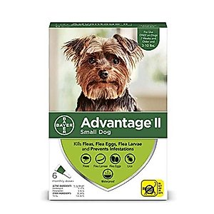 Advantage II Small Dog Vet-Recommended Flea Treatment & Prevention | Dogs 3-10 lbs. | 4-Month Supply