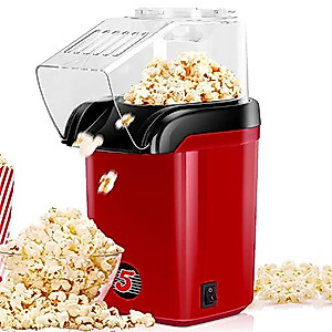 5 Core Hot Air Popcorn Popper 1200W Electric Popcorn Machine Kernel Corn Maker, Bpa Free, 16 Cups, 95% Popping Rate, 3 Minutes Fast, No Oil Healthy Snack for Kids Adults, Home, Party & Gift POP R