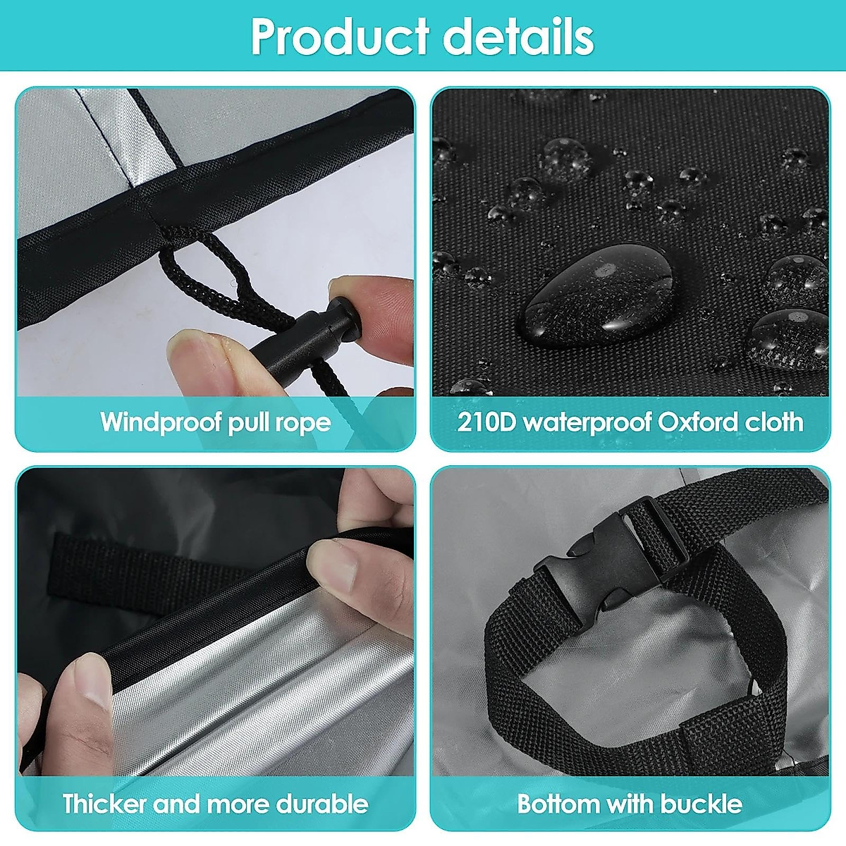 Patio Furniture Covers 150'' L x 47'' W x 33'' H/380x120x85cm Heavy Duty Outdoor Table and Chair Set Covers Wind Dust Proof Outdoor Patio Table Covers for Dinning Furniture Tables Chairs and Sofas