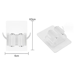 2PCS Mop Broom Holder Wall Mount Self Adhesive, Broom Rack Mop Hanger for Closet broom Storage Cabinet, Garden Tool Organizer Tool Hangers for Garage Wall No Drill