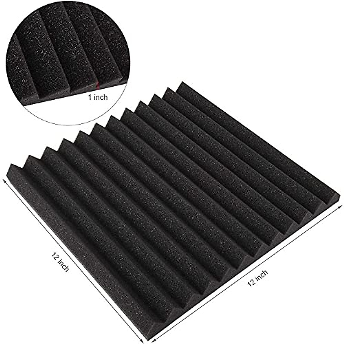 24 Pack Sound Proof Foam Panels 1" x 12" x 12" Acoustic Panels Studio Foam Wedges Sound Absorbing Wall Panels Decoration Foam Tiles Sound Proofing Padding for Wall, Home, Office (BLACK/BLUE)