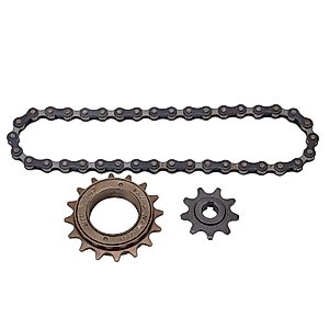 VBESTLIFE Single Speed Freewheel&Chain Lit, 16 Tooth Freewheel 9 Tooth Sprocke 38 Section Chain for Mountain Bike