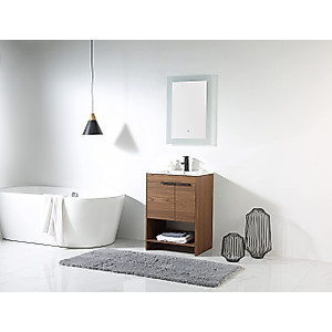 Fine Fixtures Phoenix 24 in. W x 18.5 in. D x 33.5 in. H Bathroom Vanity in Walnut with White Ceramic Sink [Full Assembly Required]