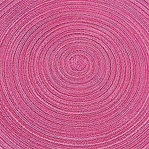 SHACOS Round Braided Placemats Set of 6 Cotton Round Place Mats 15 inch Washable Table Mats for Holiday Party (Hot Pink, 6)