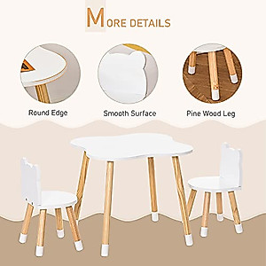 Qaba Wooden Kids Table and Chair Set Ideal for Arts, Meals, Homework, Cute Toddler Activity Table for Age 3 Years+, Grey