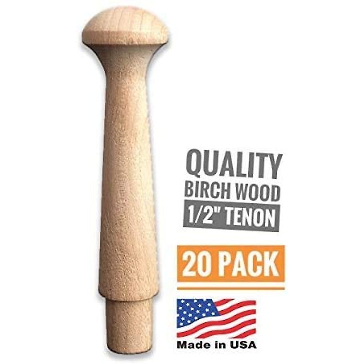 Birch Wood Shaker Pegs 3-1/2"–Strong Unfinished Wooden Peg Hooks, Smooth Texture,Easy to Paint, Classic Style, Made in The USA –Suitable for Coat Wall Racks, Hanging Towels, Organizing Cups & Mugs