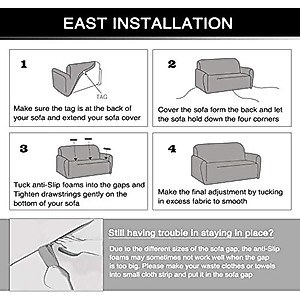 Lamberia Printed Sofa Cover Stretch Couch Cover Sofa Slipcovers for 3 Cushion Couch with Two Pillow Cases (3 Seater, New Blooming Flower)