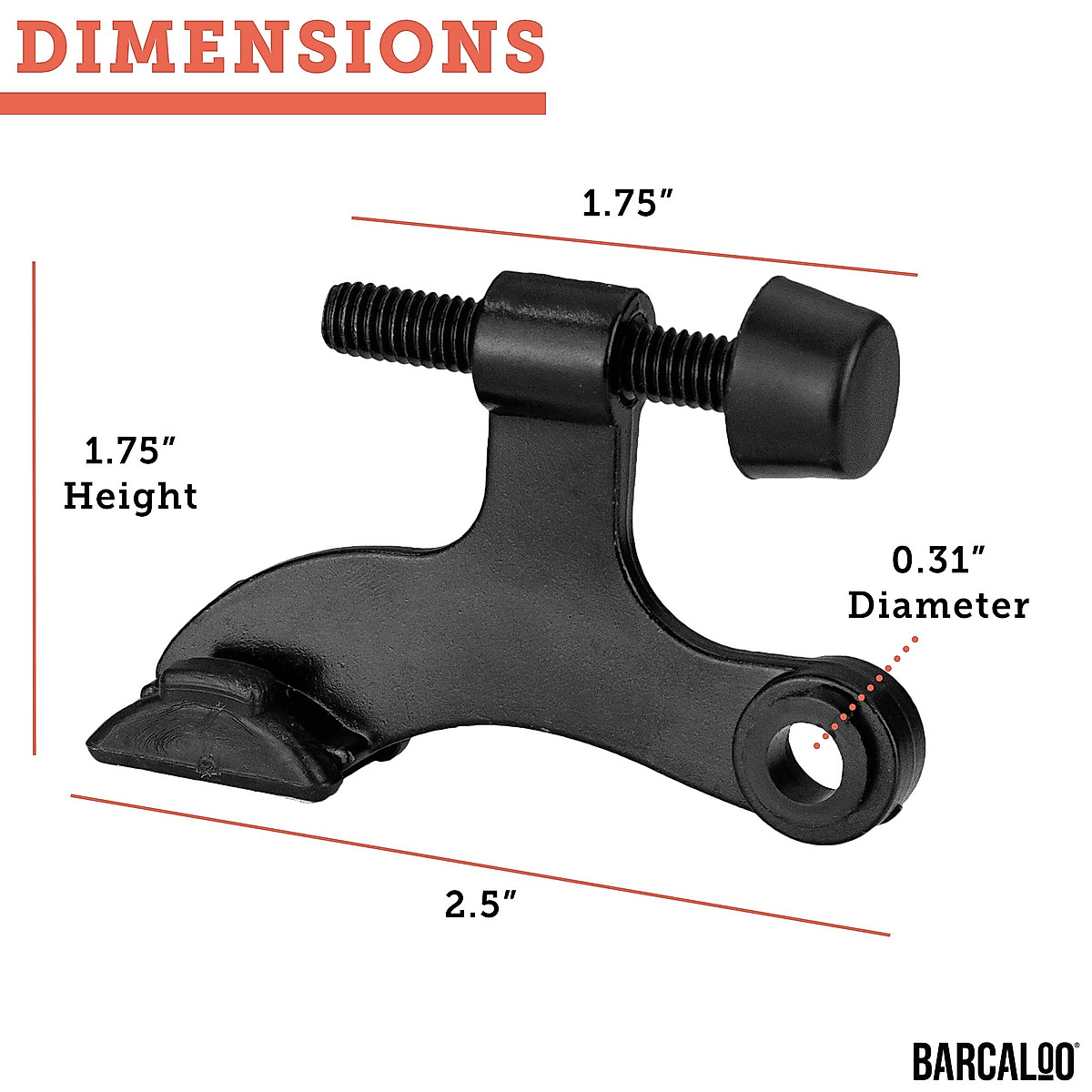 Door Stopper Hinge, Black 12 Pack - Heavy Duty Adjustable Hinge Pin Door Stop Hardware with Rubber Bumper Tips