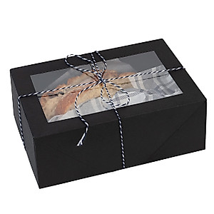 Hammont Gift Boxes - 8 Pack - Rectangular Shaped Bakery Boxes With Clear Window (Black, 7.5 * 5 * 3)