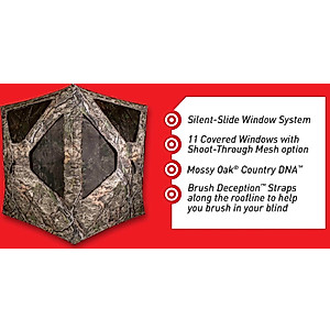 Primos Hunting Double Bull Roughneck Ground Blind, Hunting Blind with Silent Slide Windows and 11 Covered Windows with Shoot Through Mesh