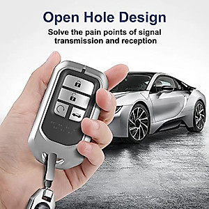 BOAVELL for Honda Key Fob Cover, Keychain, Glaring Gradient Tempered Glass and Metal Made for Honda Accord CRV Pilot Odyssey Passport JED Crosstour Crider Keyless Smart Key Cover
