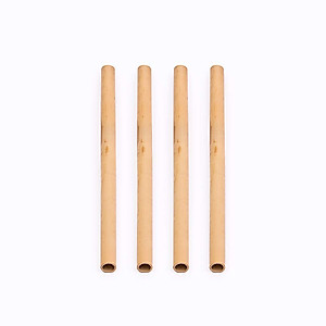 Rainforest Bowls Set of 4 Reusable Boba Bamboo Straws - 8 Inch - Perfect for Milkshake, Milk Teas, Juice, Smoothies - 100% Natural, Hand Carved by Artisans, Eco-Friendly & Sustainable