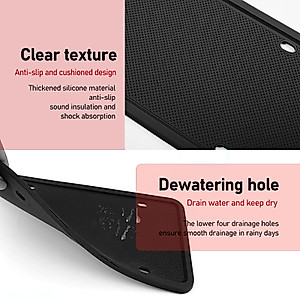 GKmow 1 PC Car Silicone License Plate Frame, 12.2In x 6.3In Waterproof Rust-Proof Does Not Hurt Car Paint License Plate Holder, Universal American Car License Plate Bracket (Black)