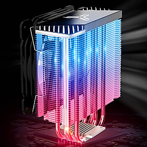 JONSBO CR1400 RGB CPU Air Cooler, 92mm PWM CPU Cooler with 4 Heat Pipes, Removable Computer PC Fans Easy to Install, Quiet Rainbow RGB Cooling Fan for Intel LGA 1700/1200/1151, AMD AM4 AM5, Black