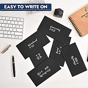SWESARA 100 Pack Cash Envelopes for Budgeting, 6.7 x 3.5 Inch | Large Pack of Self-Adhesive Money Envelopes for Cash or Coins | Organization Envelopes for Checks, Jewelry, and Small Items(Black)