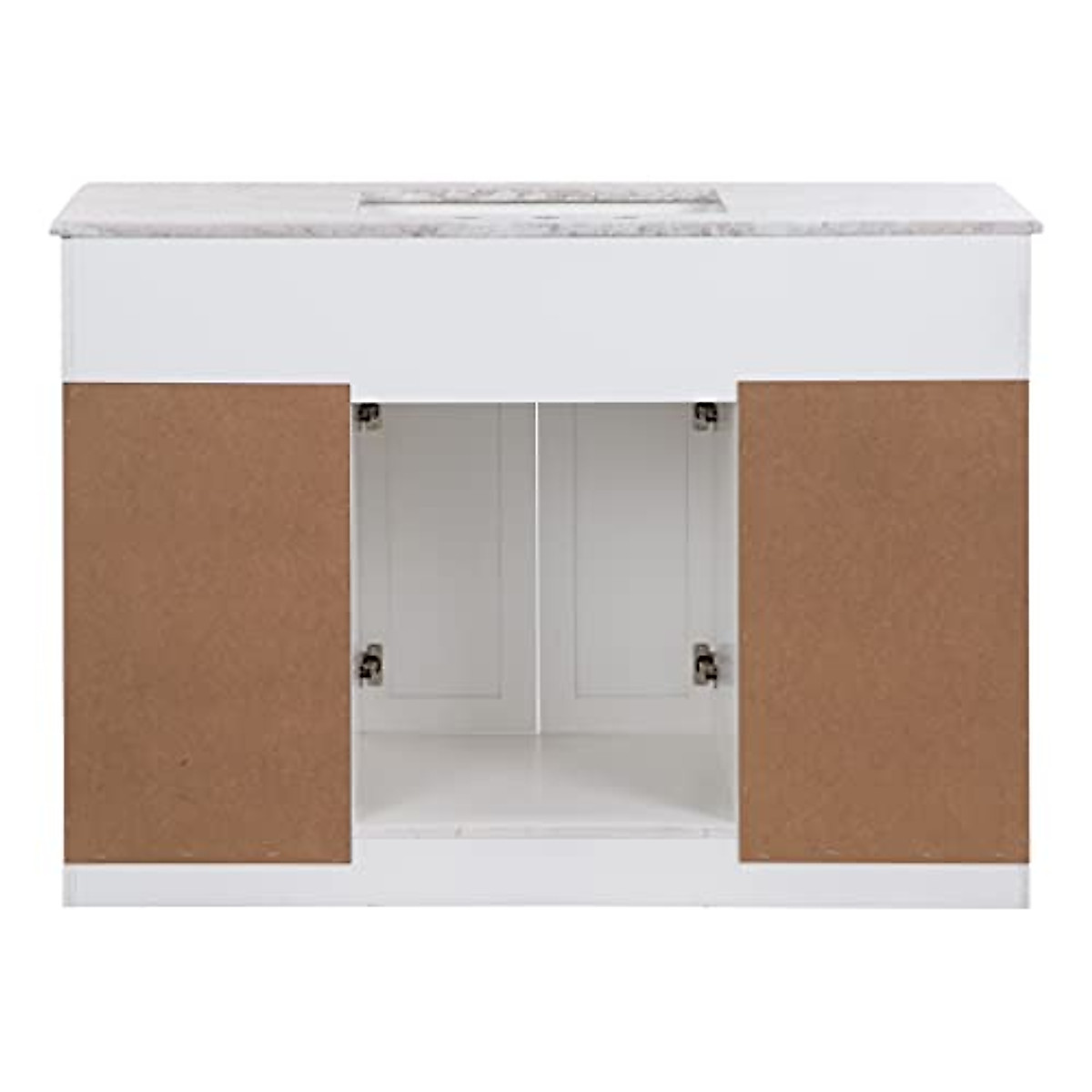 Spring Mill Cabinets Rillette Bathroom Vanity with 2-Door Cabinet, 4 Drawers, and Silver Ash Countertop with Integrated White Sink, 49" W x 22" D x 35.5" H, White