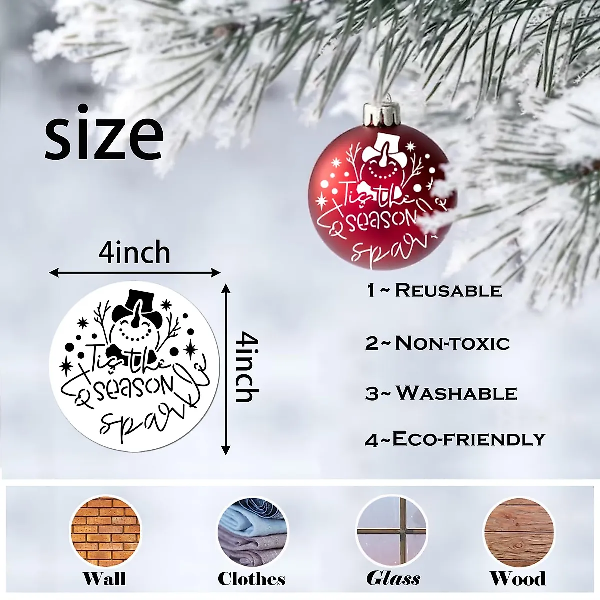 Christmas Stencils for Painting on Wood Small Cookie Christmas Tree Ornaments Mini Reusable Christmas Stencils for Kids Crafts Supplies Glass Home Party Decorations Supplies (24 Christmas 4inround)