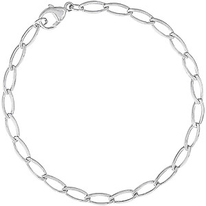 Rembrandt Charms 8" Elongated Oval Link Classic Charm Bracelet, Sterling Silver