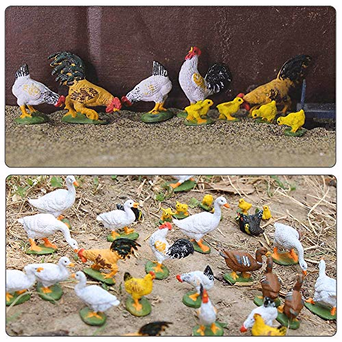 30pcs O Gauge Farm Animal 1:43 Scale Painted Chicken Duck Goose PVC Model Train Layout AN4304-30-AMUS